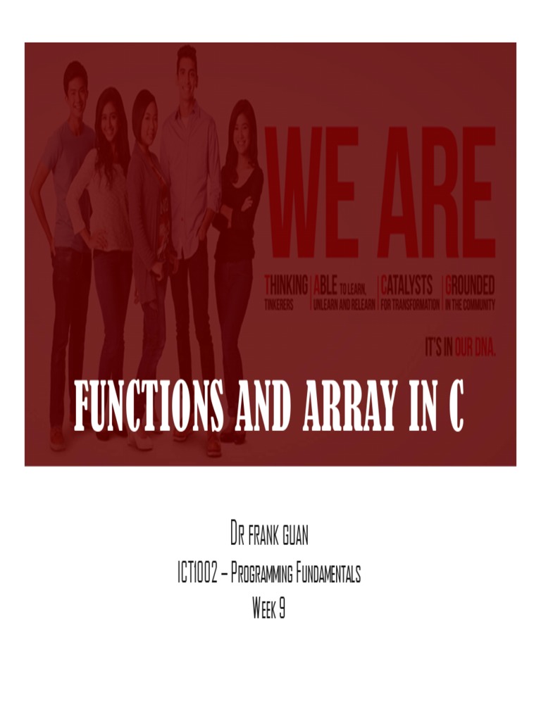 Ict1002 W9 Lec Function And Array Pdf Array Data Structure Subroutine 0682