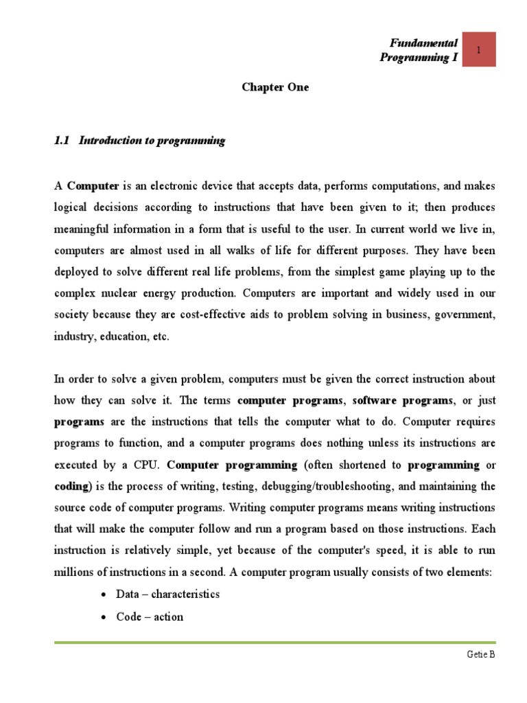 Chapter 1 - Overview of Computer Programming | Download Free PDF ... Chapter 1 - Overview of Computer Programming | Download Free PDF ...