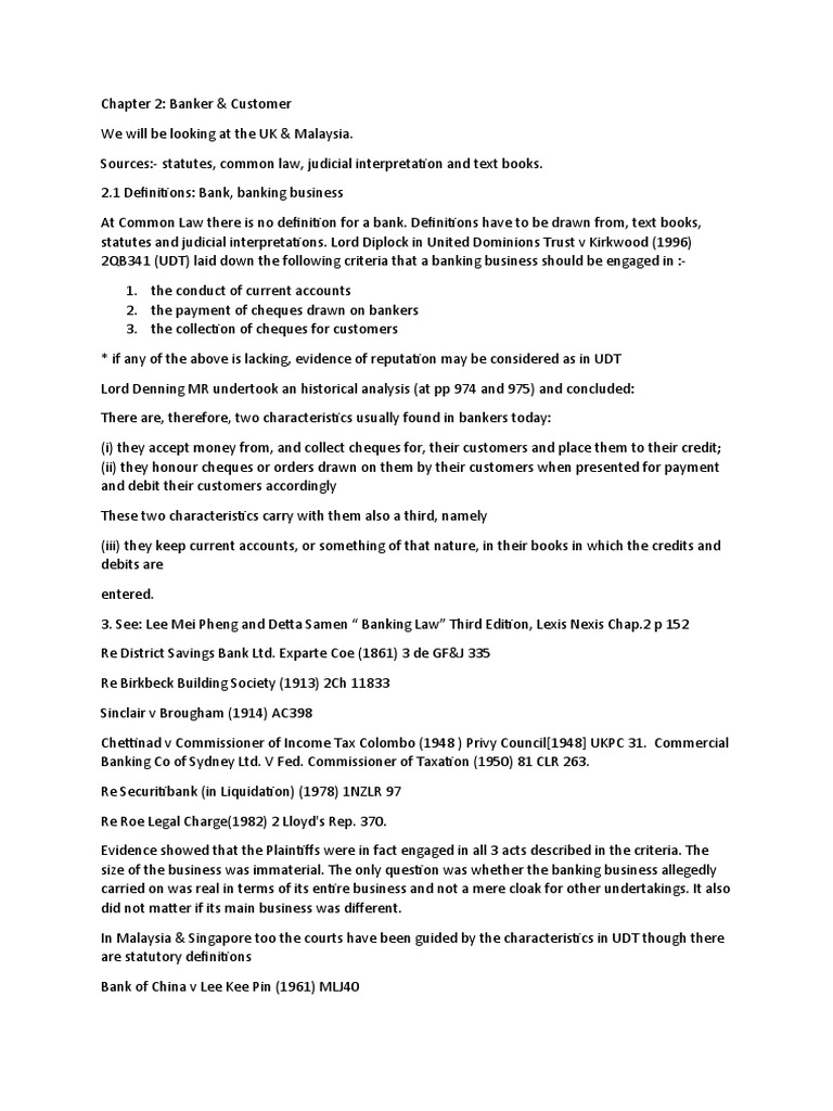 Chapter 2 Banker & Customer | PDF | Banks | Cheque