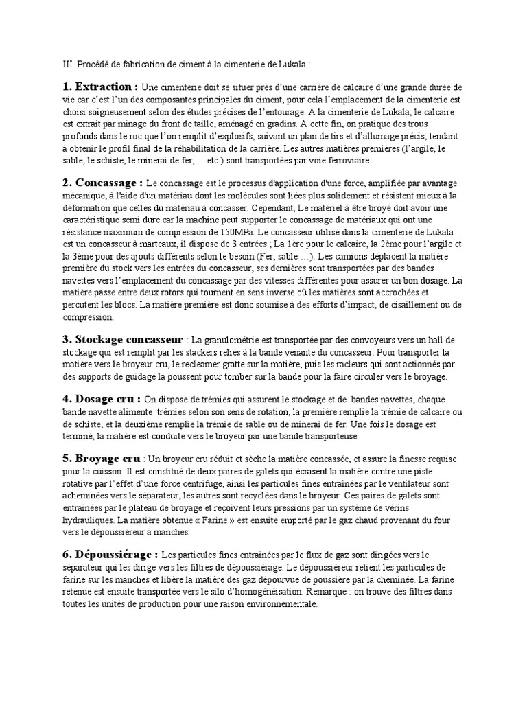 Fabrication du ciment à Lukala | PDF | Ciment | Matériaux