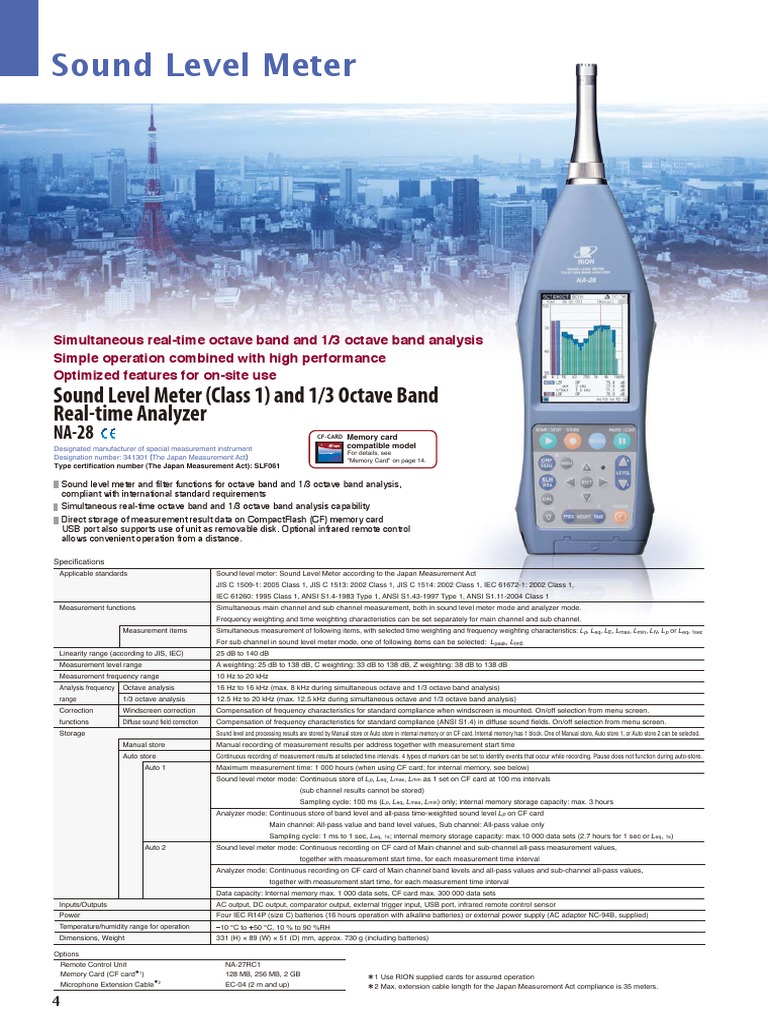 Sound Level Meter (Class 1) and 1/3 Octave Band Real-Time Analyzer ...
