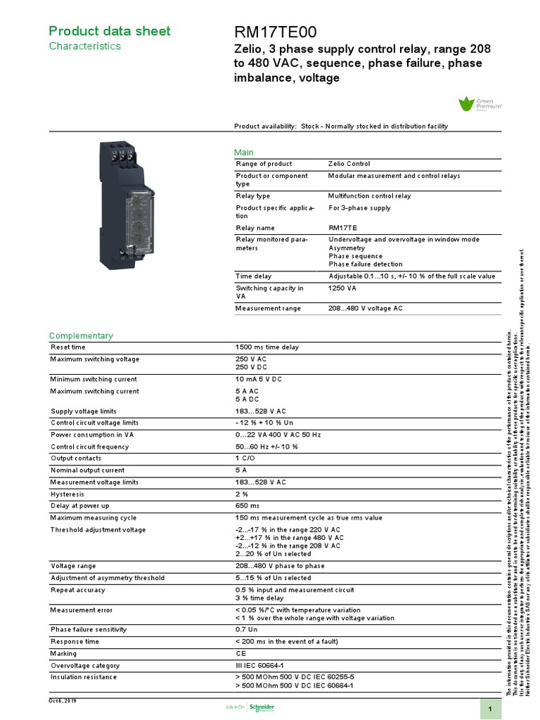 Zelio Control RM17TE00 | PDF | Alternating Current | Relay