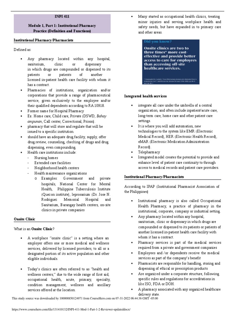 Overview of Institutional Pharmacy Practice | PDF | Pharmacy | Pharmacist