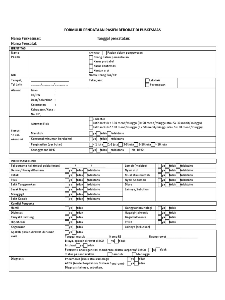 Formulir Identifikasi Kasus Di Puskesmas | PDF