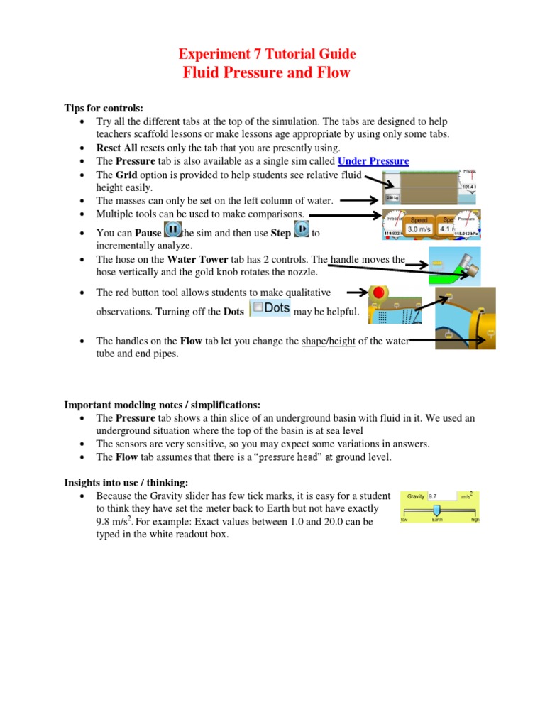 Fluid Pressure and Flow: Experiment 7 Tutorial Guide | PDF