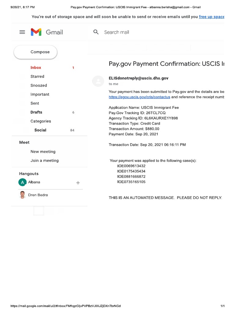 USCIS Immigrant Fee - Codes | PDF