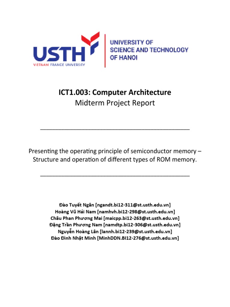 ICT1.003: Computer Architecture: Midterm Project Report | PDF | Read Only Memory | Computer Memory