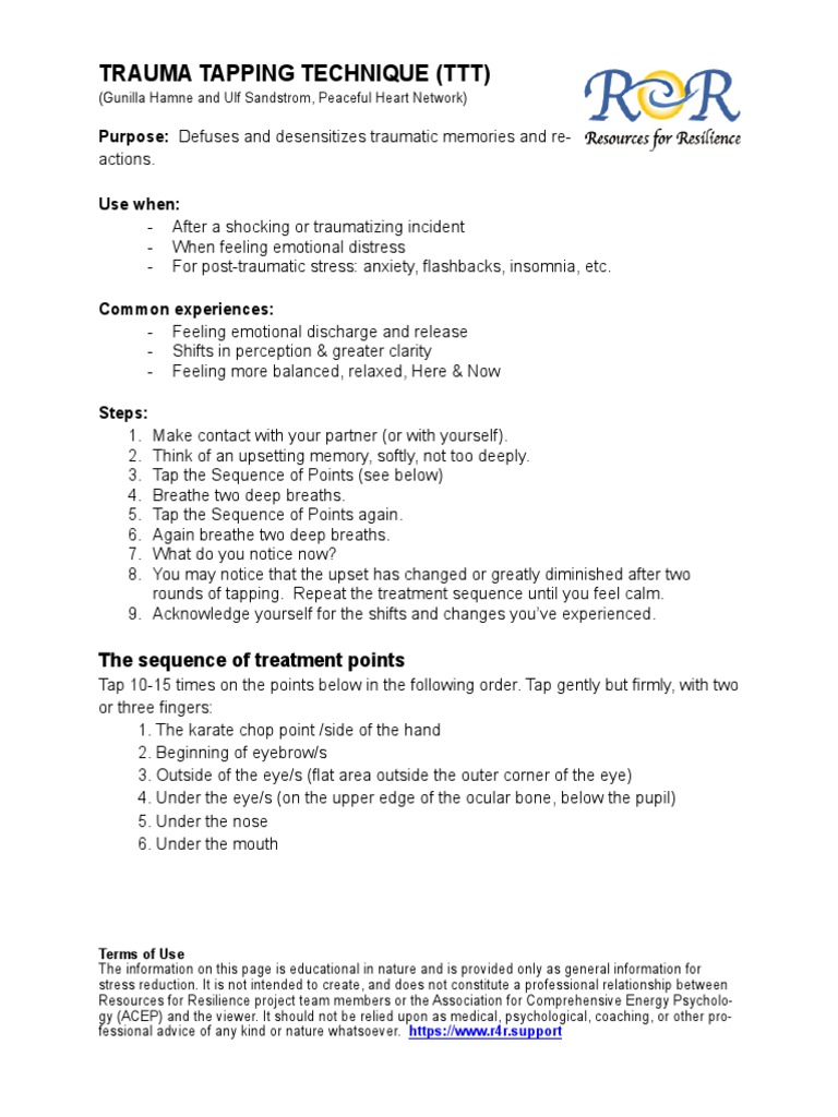 Trauma Tapping Technique | PDF | Cognitive Science | Emotions