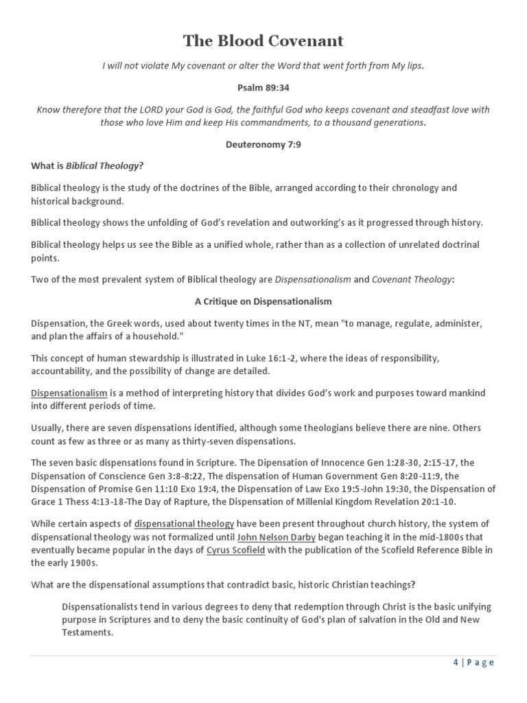 1 CMC The Blood Covenant | PDF | Covenant Theology | Dispensationalism