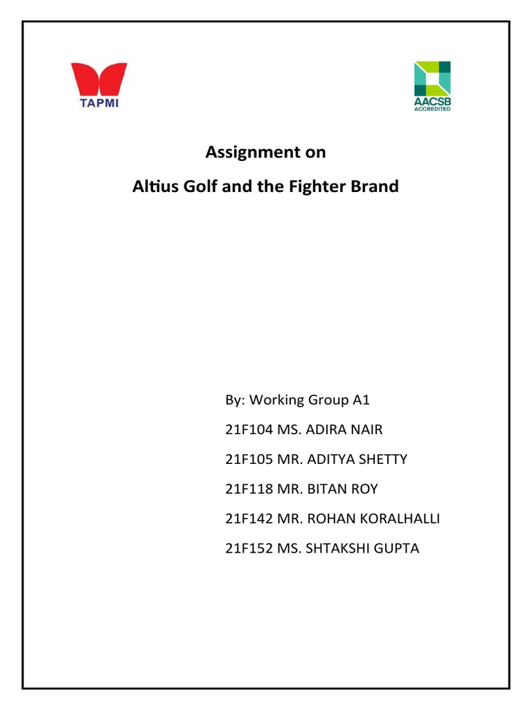 Assignment On Altius Golf and The Fighter Brand | PDF | Retail | Gross ...