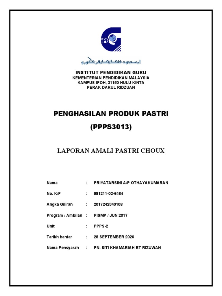 LAPORAN PASTRI Choux PRIYA | PDF