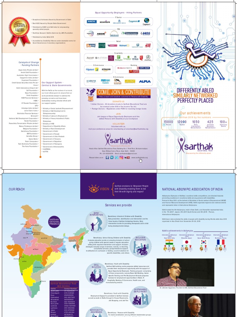 Sarthak Brochure | PDF | Empowerment | Disability