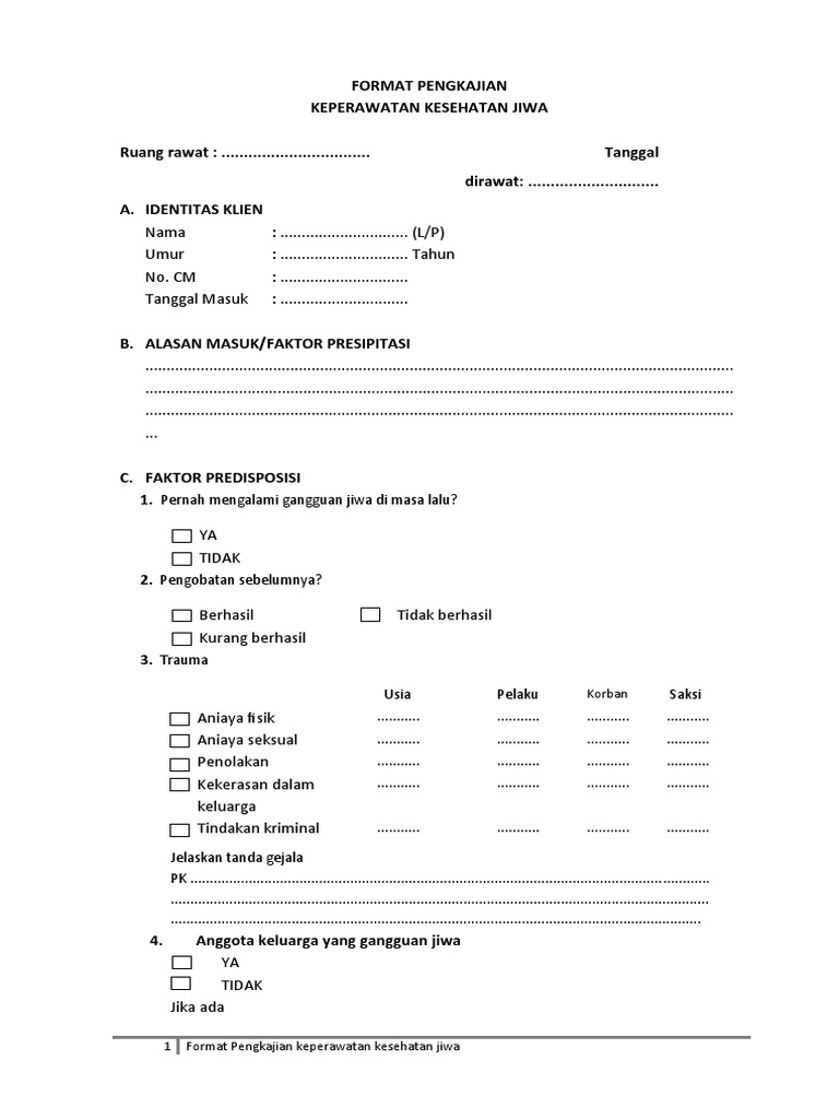 Format Pengkajian KOSONG # LENGKAPkesehatan Jiwa Ok | PDF