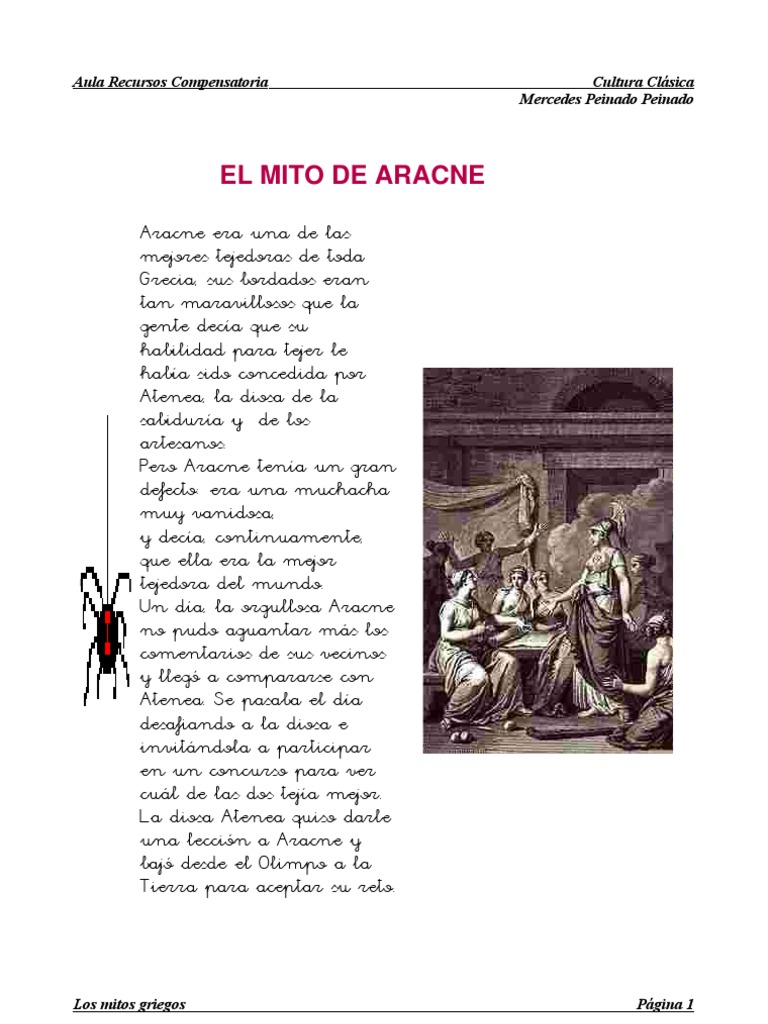 Los Mitos Griegos Aracne | PDF | Atenea | Verbo
