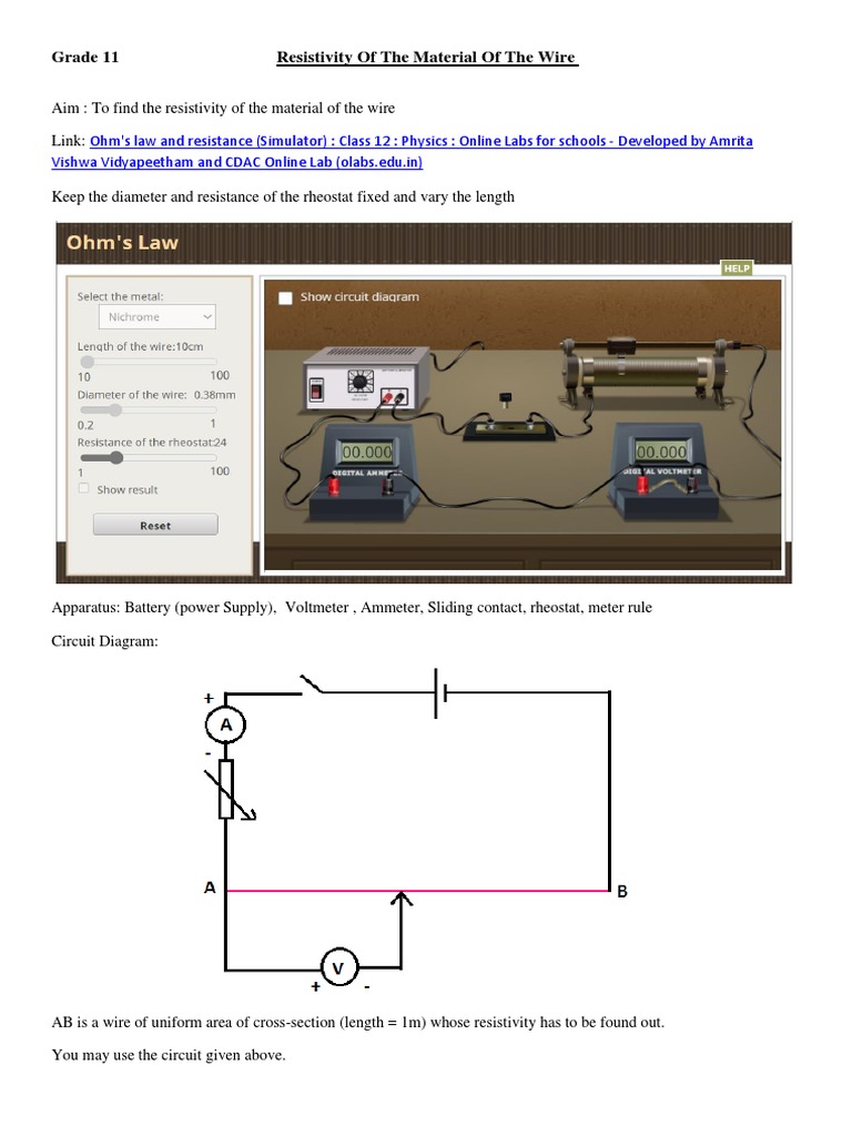 Lab - Resistivity of The Material of The Wire | PDF | Science & Mathematics