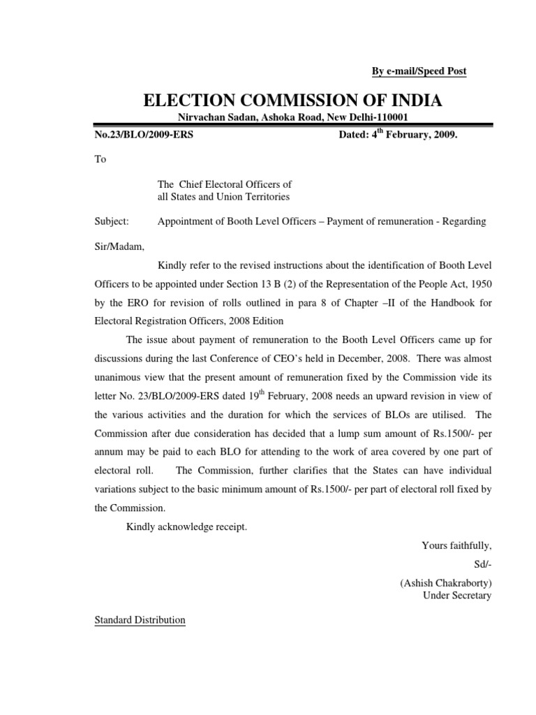 Remuneration of Booth Level Officers | PDF