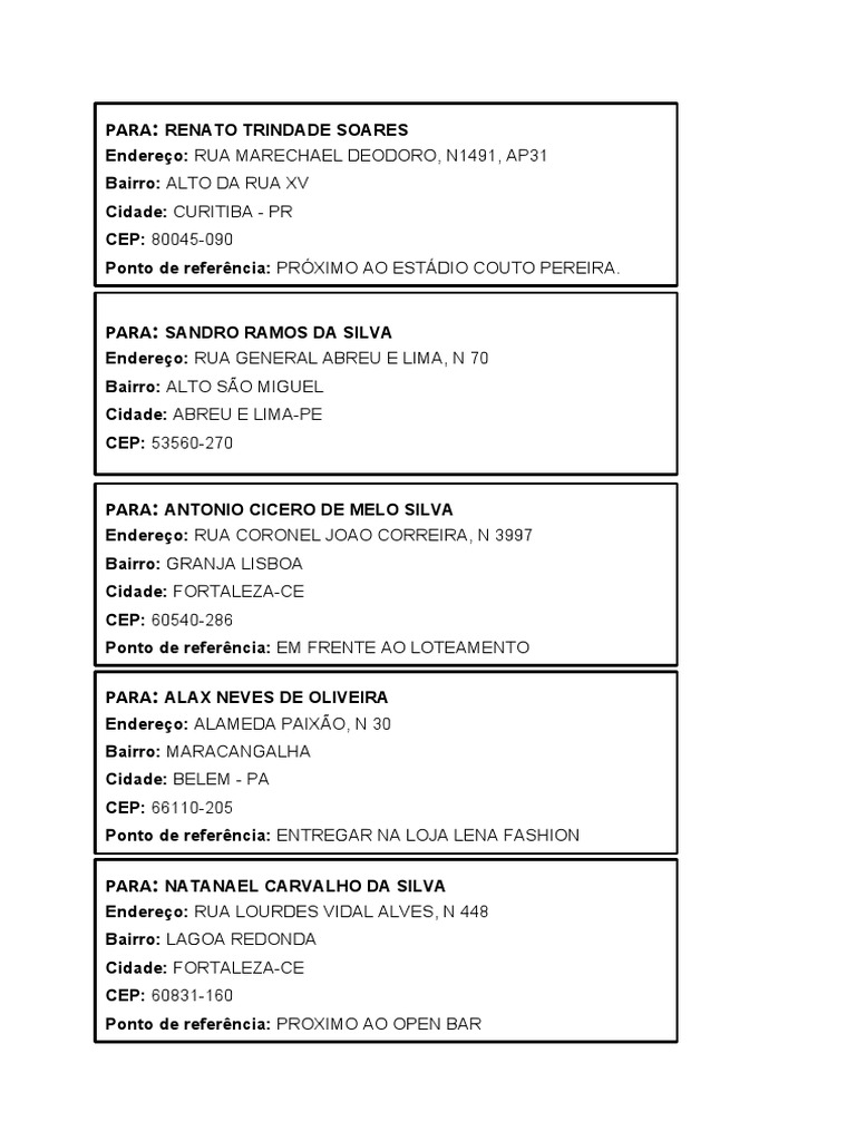 015 Modelo - Etiqueta Malote Correio | PDF