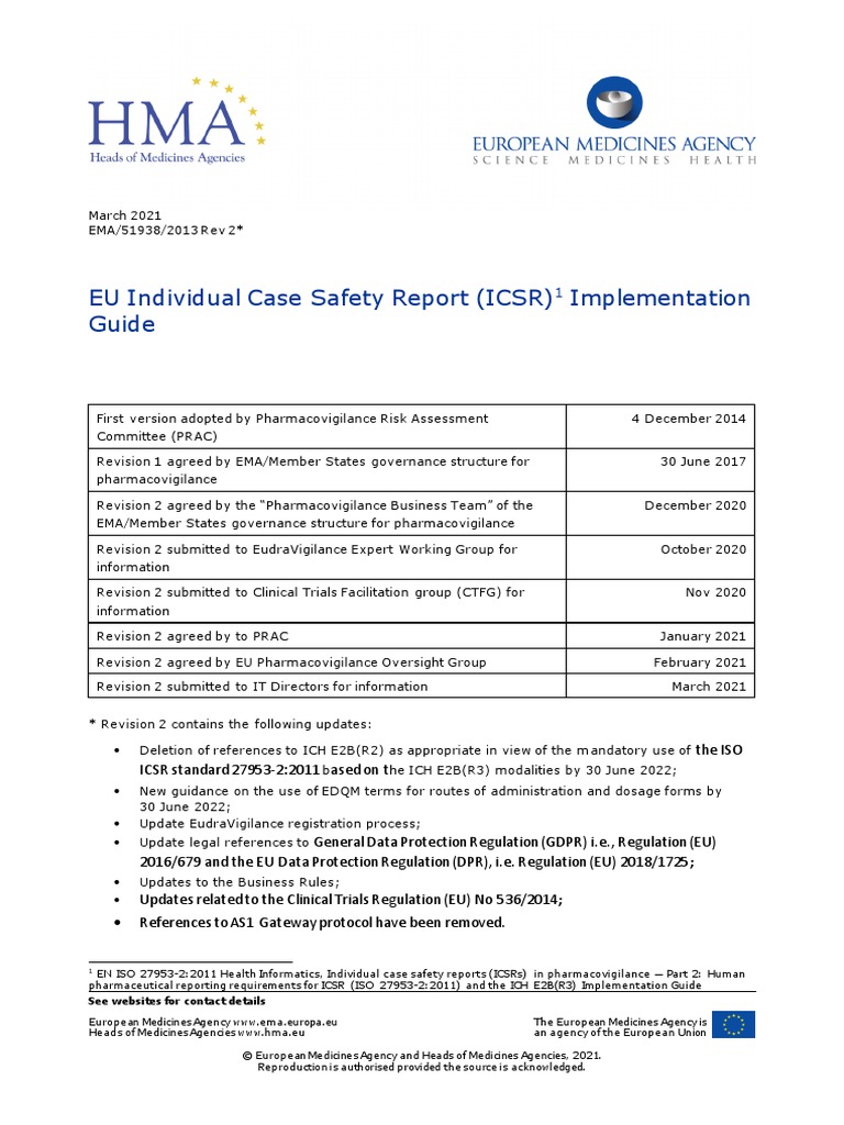 European Union Individual Case Safety Report Icsr Implementation Guide en | PDF ...