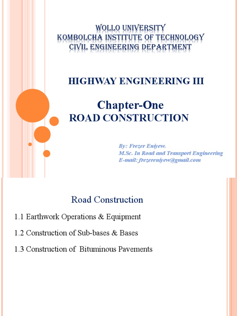 Chapter-One: Road Construction | PDF | Road | Asphalt