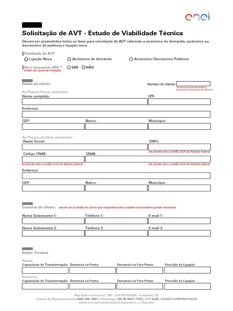 Solicitação de AVT para Ligação Nova | PDF | Potência (Física)
