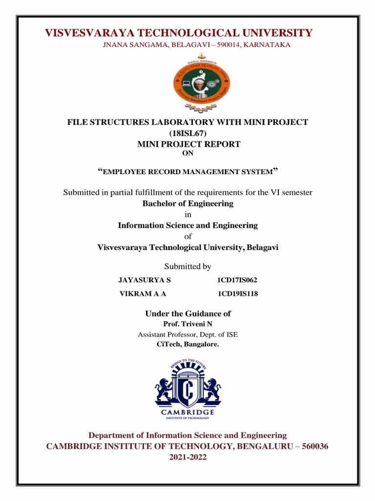 FS - REPORT (Employee Record Management System) | PDF