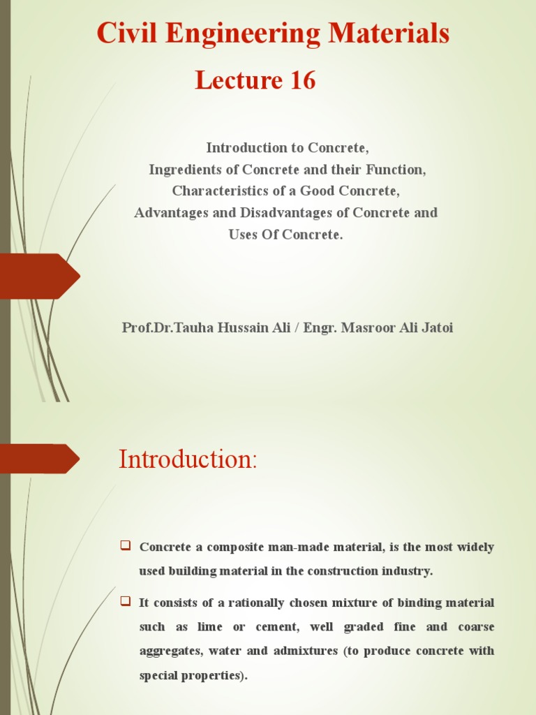 Introduction To Concrete | PDF | Concrete | Cement