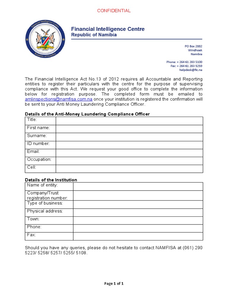 FIC Registration Form | PDF | Law