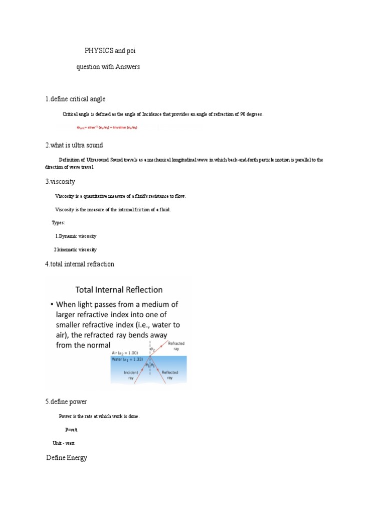 PHYSICS and Poi Question With Answers | PDF