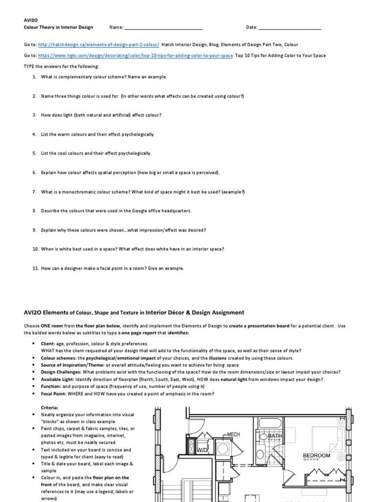 Colour Theory Questions & Interior Design Assign 2022 | PDF | Color ...