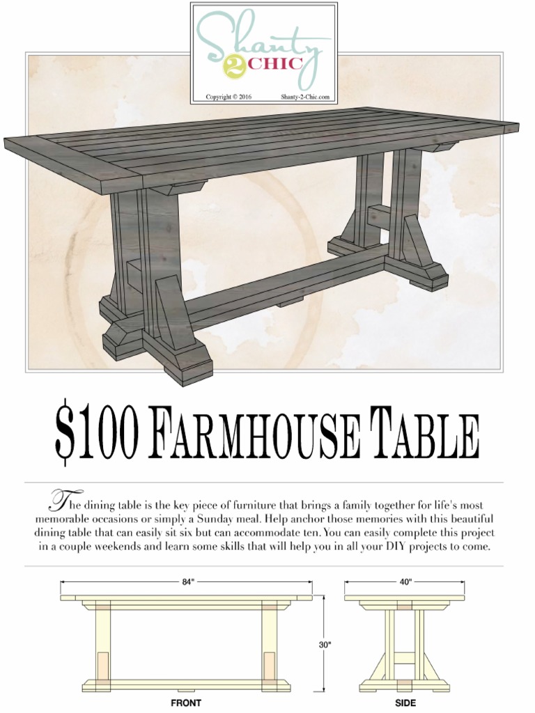 DIY Dining Table Shanty2Chic | PDF | Wood | Woodworking