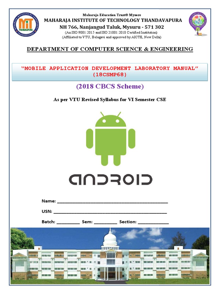 18CSMP68 - Mobile Application Development | PDF | Android (Operating ...