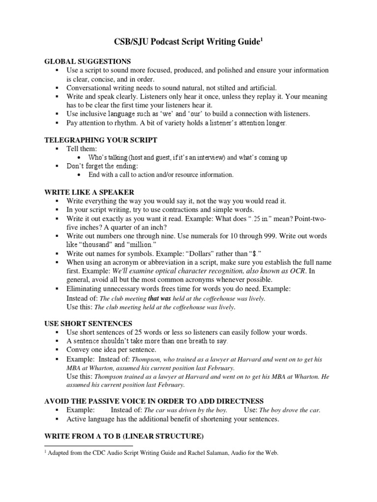 Podcast Script Writing Guide | PDF | Punctuation | Bracket