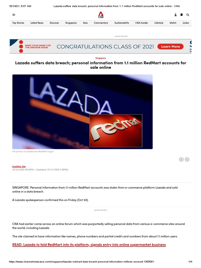 Lazada Suffers Data Breach Personal Information From 1.1 Million Redmart Accounts For Sale ...