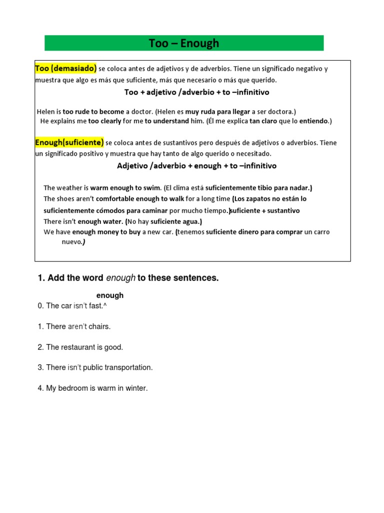 Too y Enough | PDF | Sintaxis | Semántica