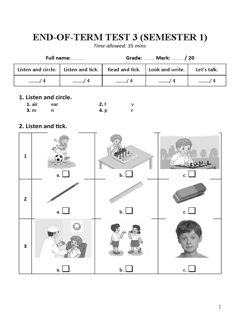 End-Of-Term Test 3 (Semester 1) | PDF