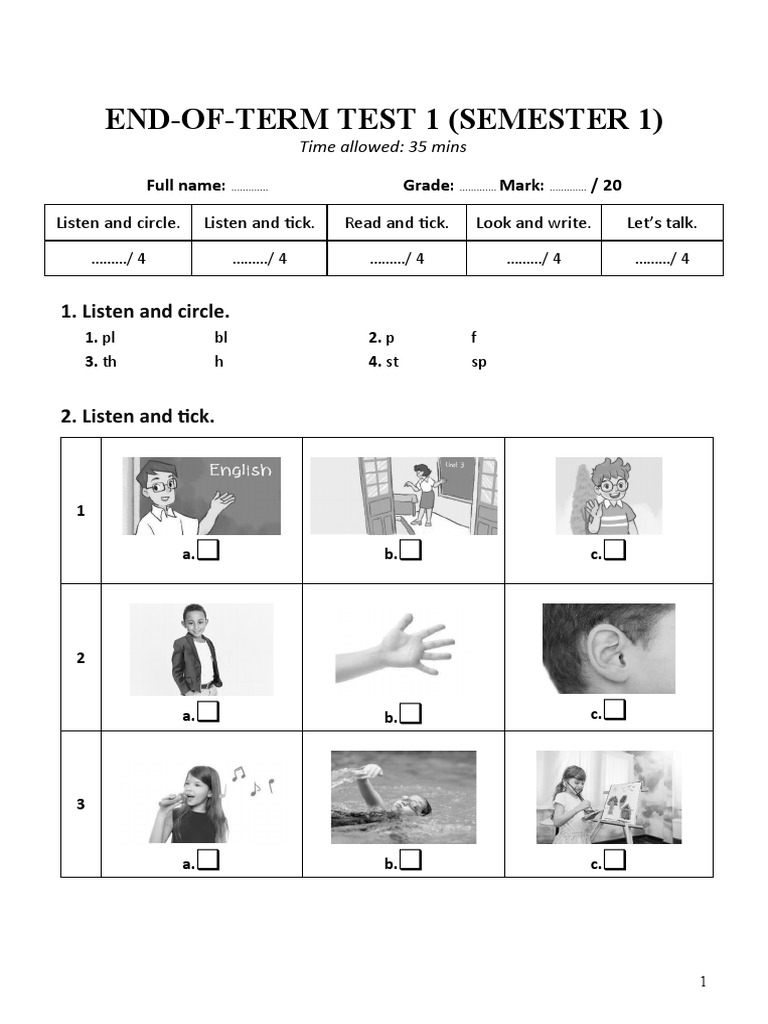 End-Of-Term Test 1 (Semester 1) | PDF | Learning