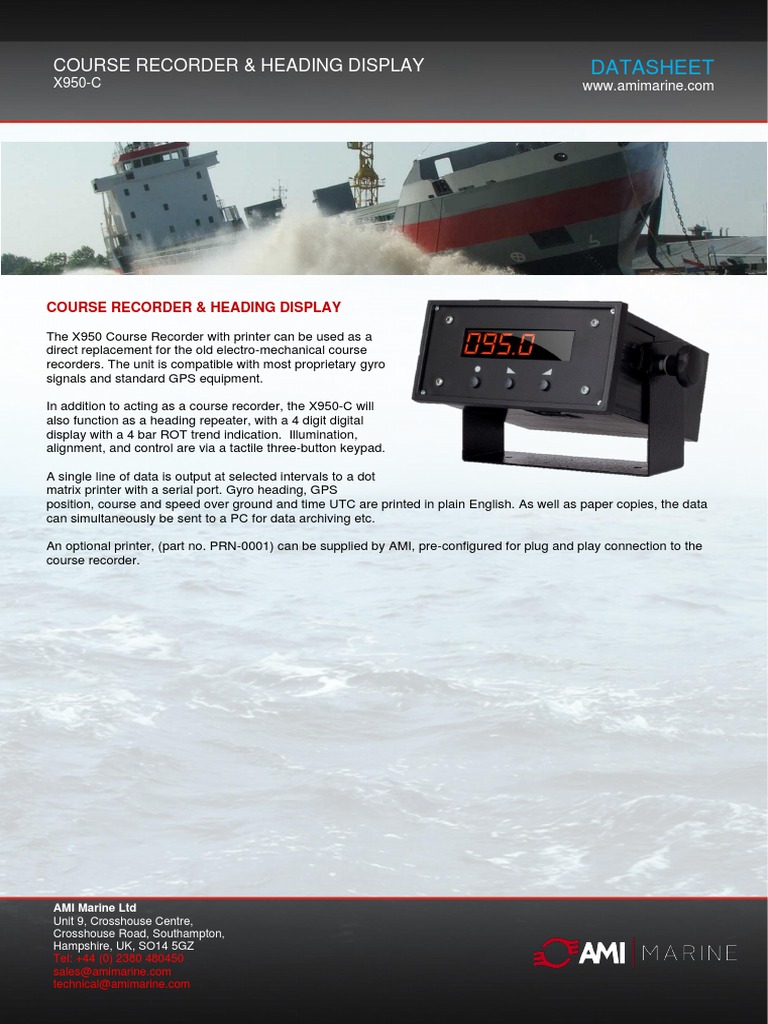 Data Sheet X950-C - Course Recorder and Heading Display Rev02 | PDF ... Data Sheet X950-C - Course Recorder and Heading Display Rev02 | PDF ...