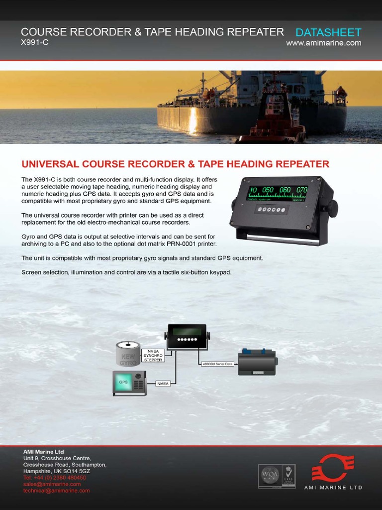 Data Sheet X991-C - Universal Course Recorder and Tape Heading Repeater ... Data Sheet X991-C - Universal Course Recorder and Tape Heading Repeater ...