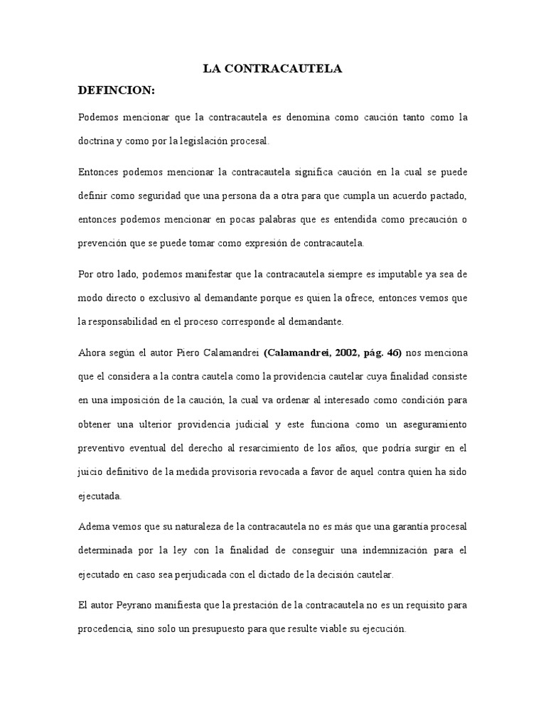 Tipos y significado de contracautela | PDF | Mandato | Ley procesal