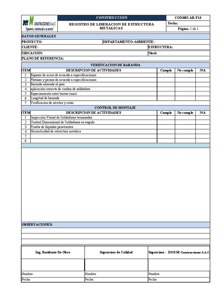 Protocolo de Barandas y Escalera | PDF