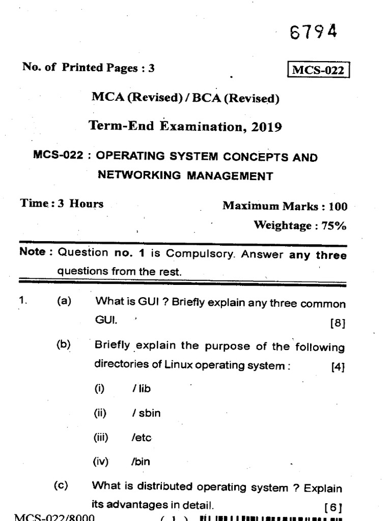 Term-End Examination, 2019: No. of Printed Pages: 3 MCA (Revised) / BCA (Revised) | Download ...