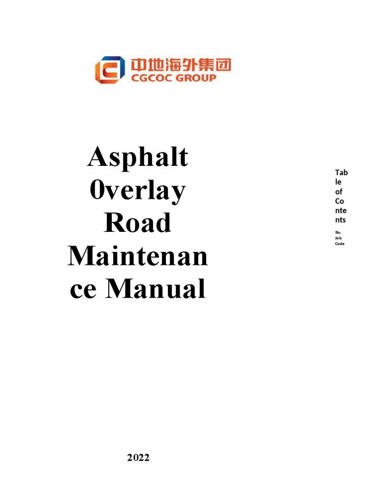 Asphalt 0verlay Road Maintenance Manual | PDF | Road Surface | Road