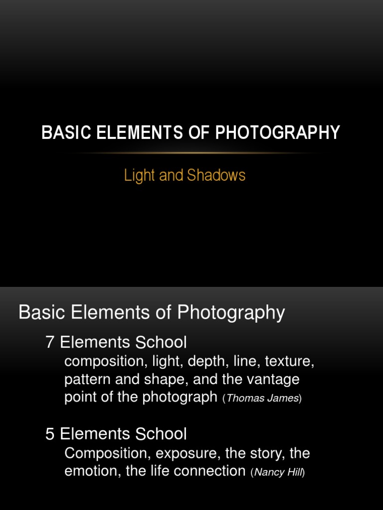 Basic Elements of Photography: Light and Shadows | PDF | Exposure ...