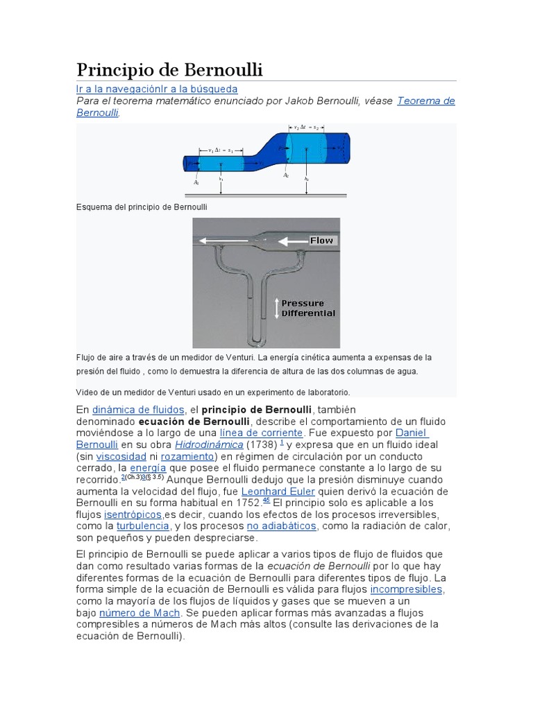 Principio de Bernoulli | PDF | Gases | Física Aplicada e Interdisciplinaria