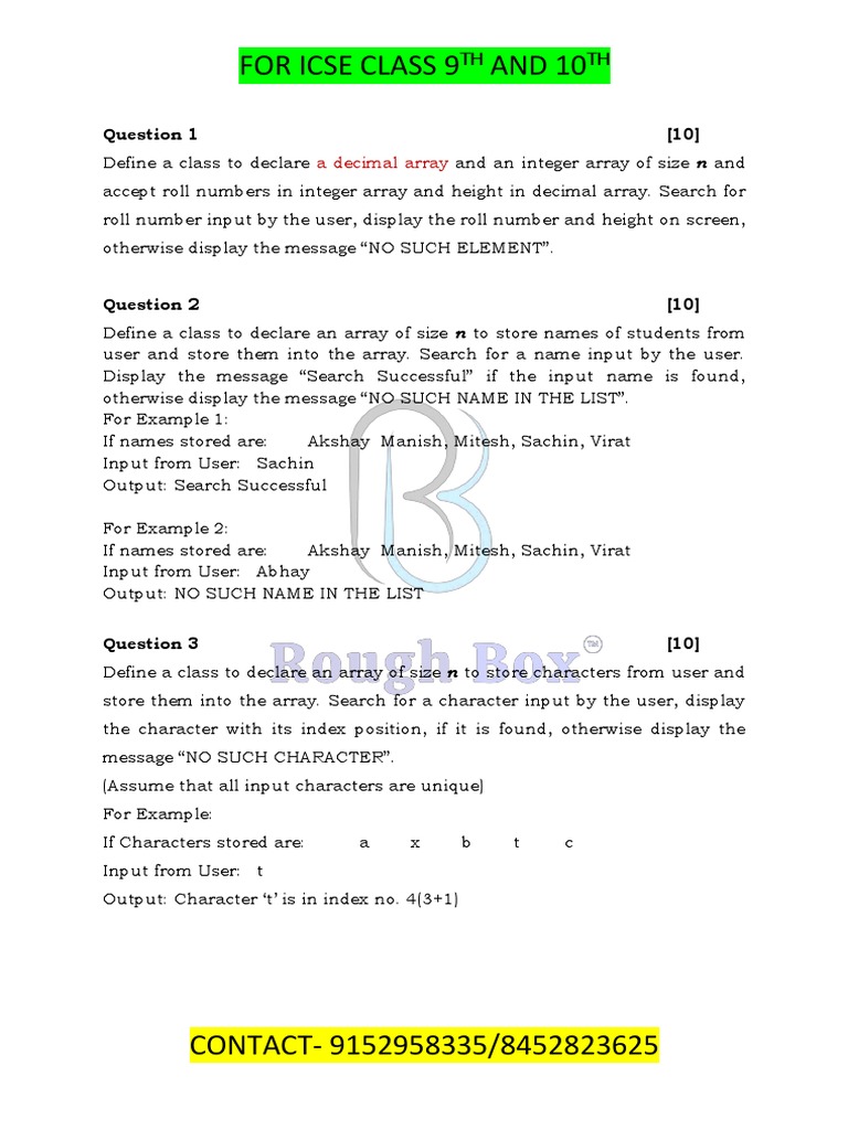 ICSE Class 9 Computer Applications Worksheet | PDF | Computer Program ...