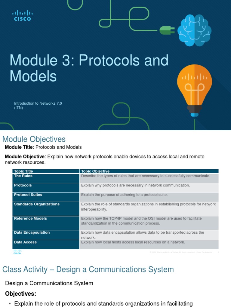 Module 3: Protocols and Models: Introduction To Networks 7.0 (ITN) | Download Free PDF | Osi ...