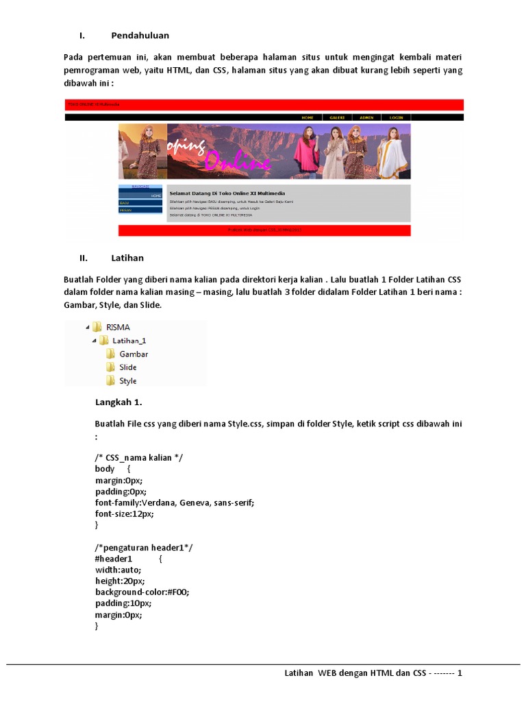 Latihan HTML dan CSS | PDF