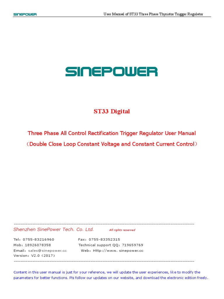 ST33 User Manual V2.0 | PDF | Power Supply | Rectifier