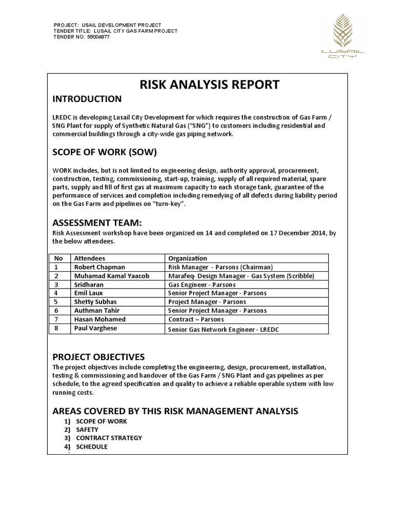 Final Draft Risk Assessment Gas Farm | PDF | General Contractor | Insurance