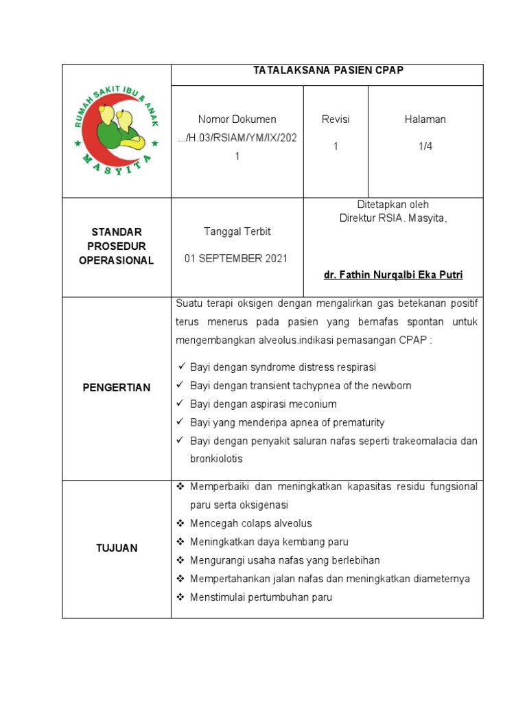 Prosedur Pemasangan dan Kriteria CPAP | PDF